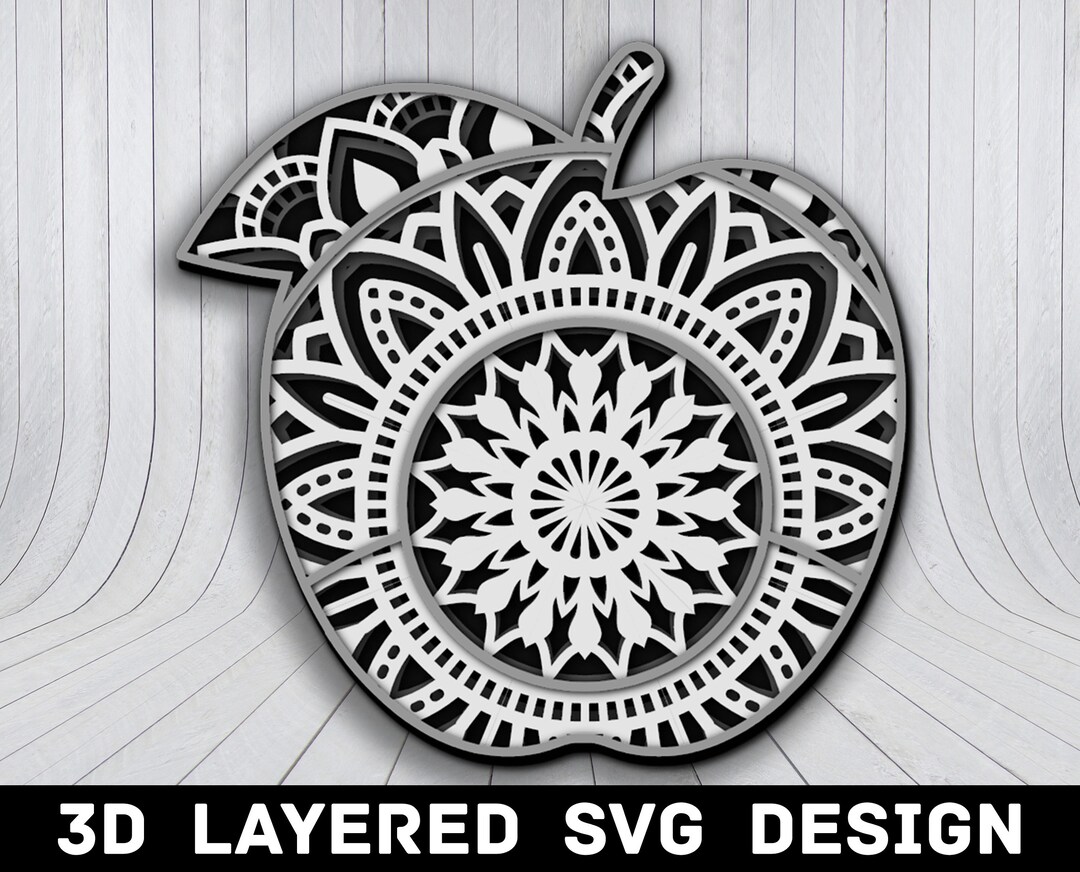 3D Mandala Apple SVG File, 3D Apple Mandala SVG Files, Virtual Learning ...