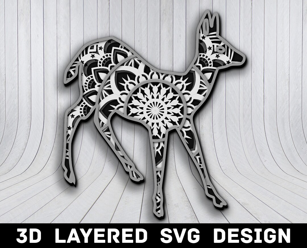 3D Mandala Deer SVG File, Deer SVG 3D, Reindeer Mandala, Deer 3D ...