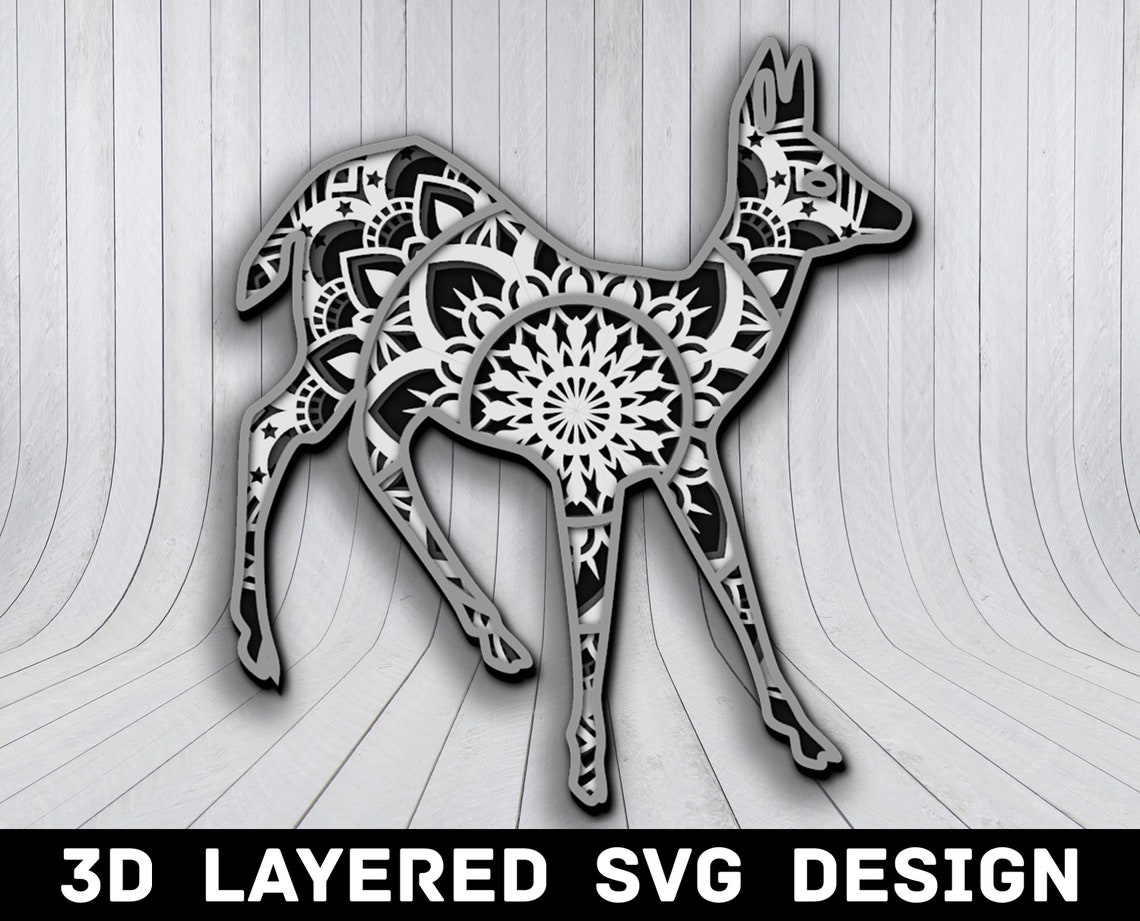 3D Mandala Deer SVG File Deer SVG 3D Reindeer Mandala Deer | Etsy