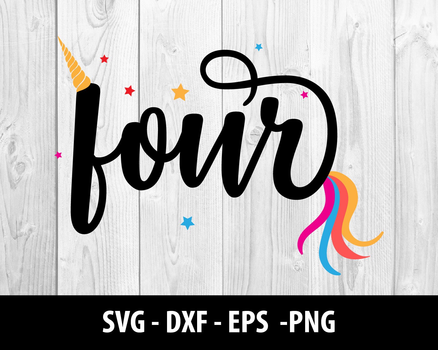 Four Years Unicorn Birthday SVG 4 Years Old Unicorn Birthday | Etsy