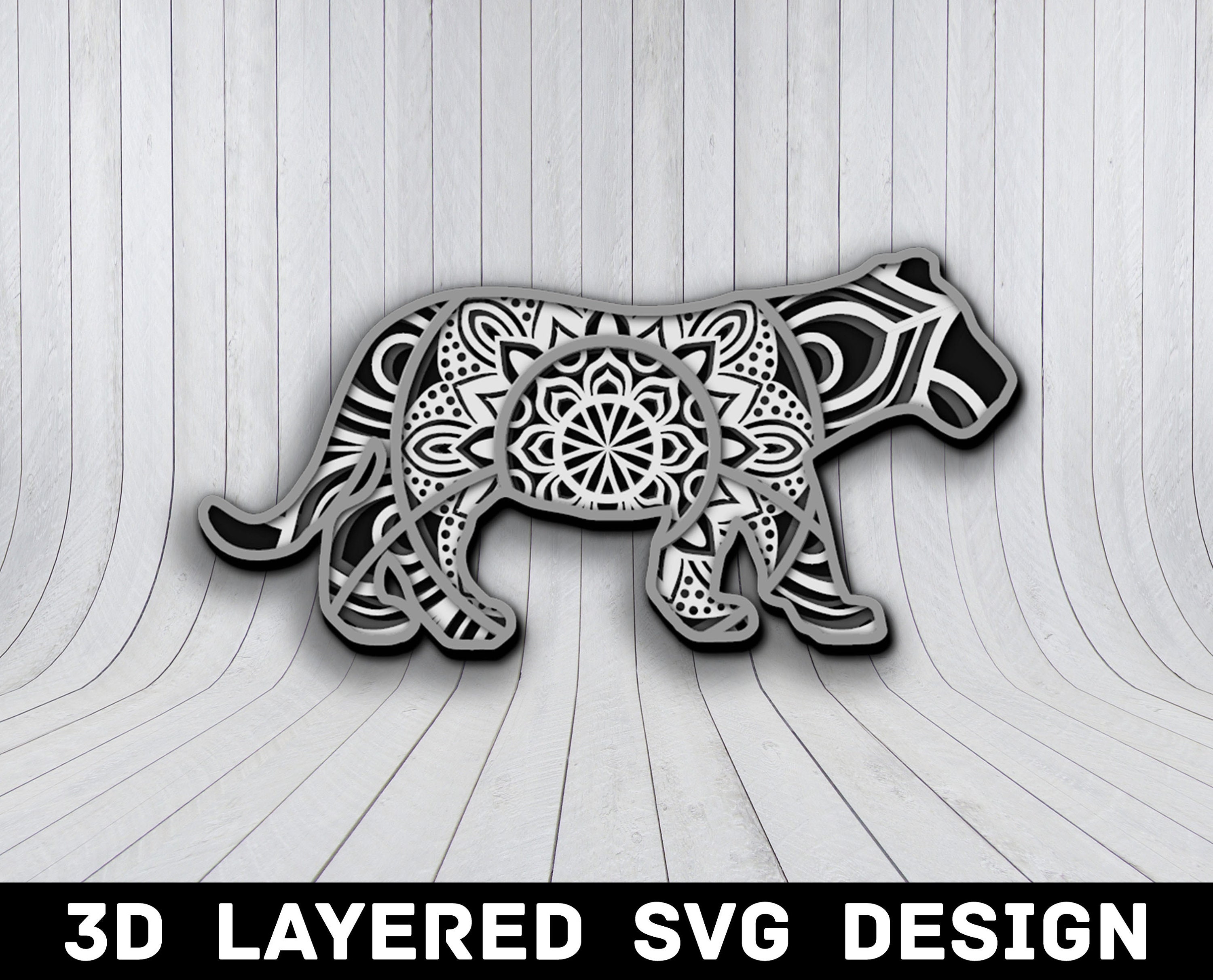 3D Mandala Lion SVG File, Lion Mandala SVG Files, Lioness 3D Mandala ...