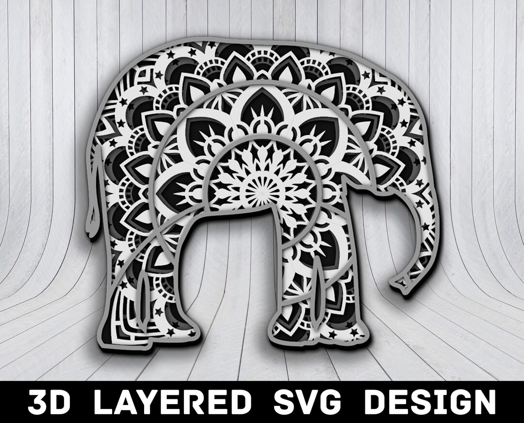 3D Mandala Elephant SVG File, Elephant SVG Files, Elephant 3D Mandala ...