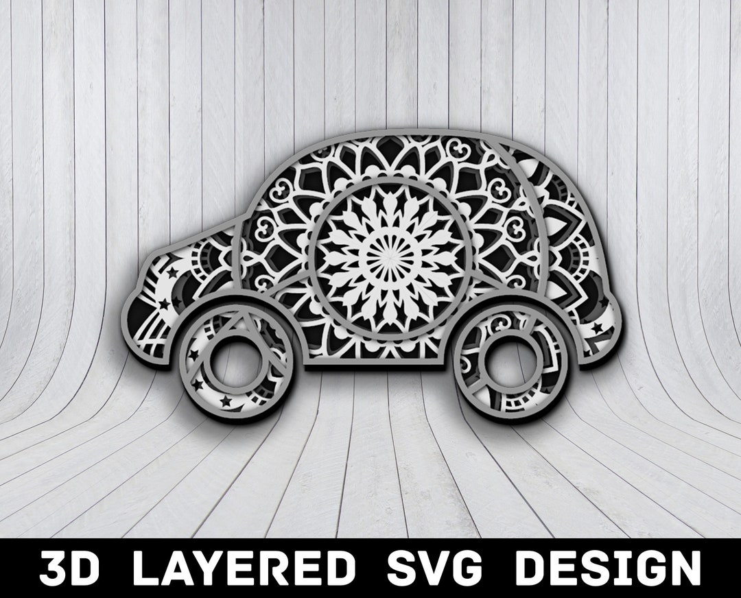 3D Mandala Car SVG File, 3D Car Mandala SVG Files, Racing Car 3D ...