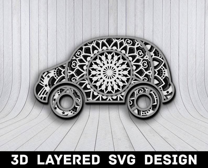 3D Mandala Car SVG File 3D Car Mandala SVG Files Racing Car - Etsy