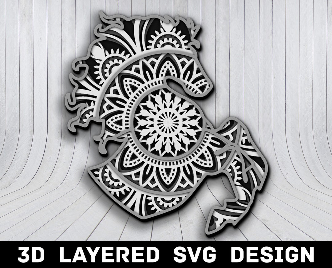 3D Mandala Horse SVG File, Horse Mandala SVG Files, Stallion 3D Mandala ...