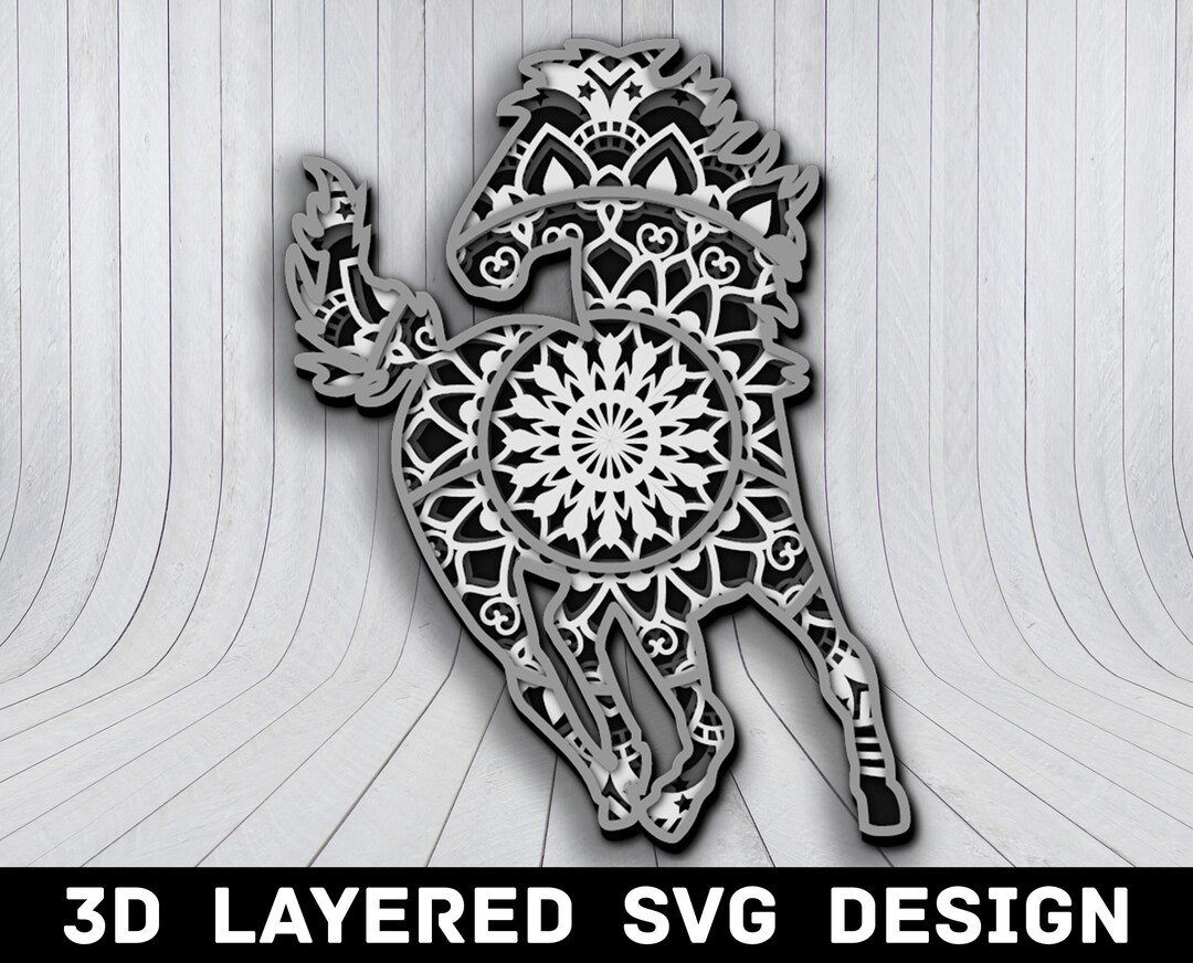 3D Mandala Horse SVG File, Horse Mandala SVG Files, Stallion 3D Mandala ...