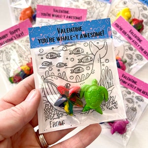Ocean Animal Valentine's Card, Fish Coloring Sheet & Crayon, Under the ...