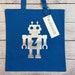 Robot Monogram Tote Bag - Personalized With Initial - Reusable Tote Bag ...