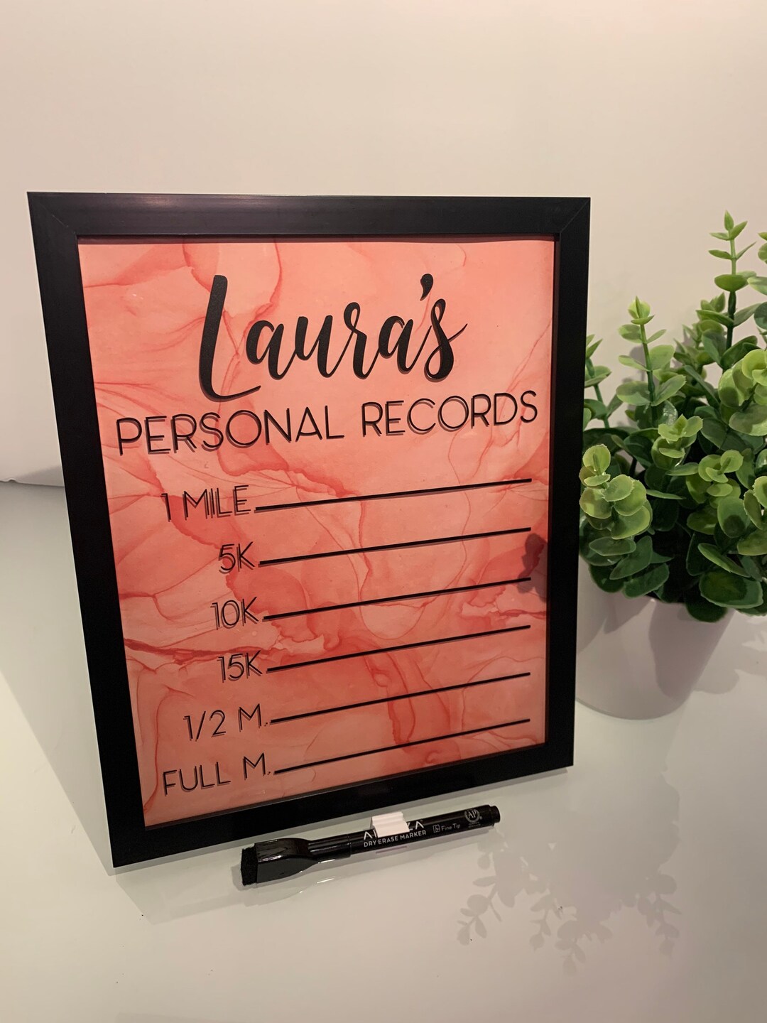 Customizable Dry Erase Personal Records Board, Runner / Cycler, Coral ...
