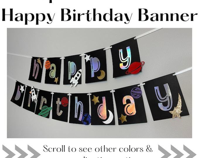 Outer Space Birthday Banner, Add a Name, Solar System Party, Astronaut ...