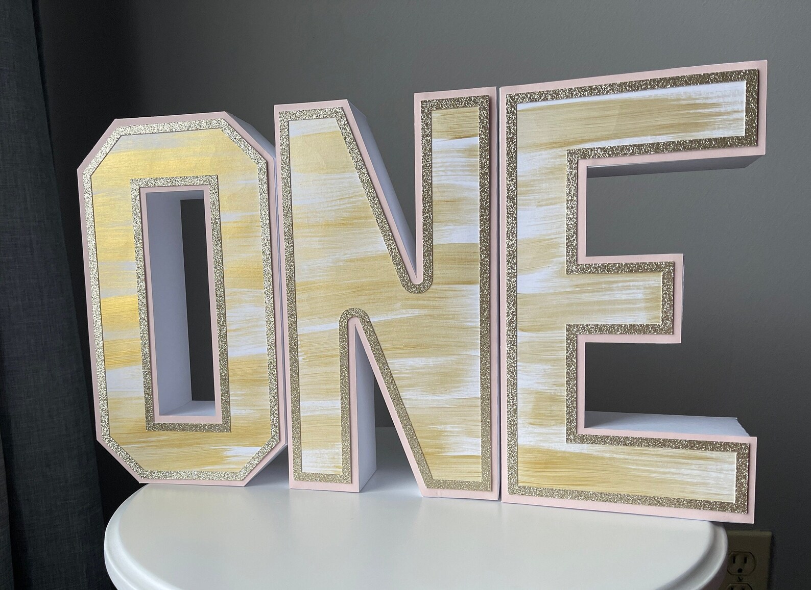 Custom Large ONE 3D Letters Golden One Theme Birthday Pink - Etsy