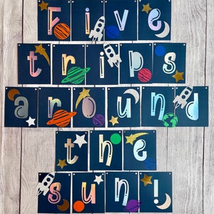Outer Space Birthday Banner, Add a Name, Solar System Party, Astronaut ...