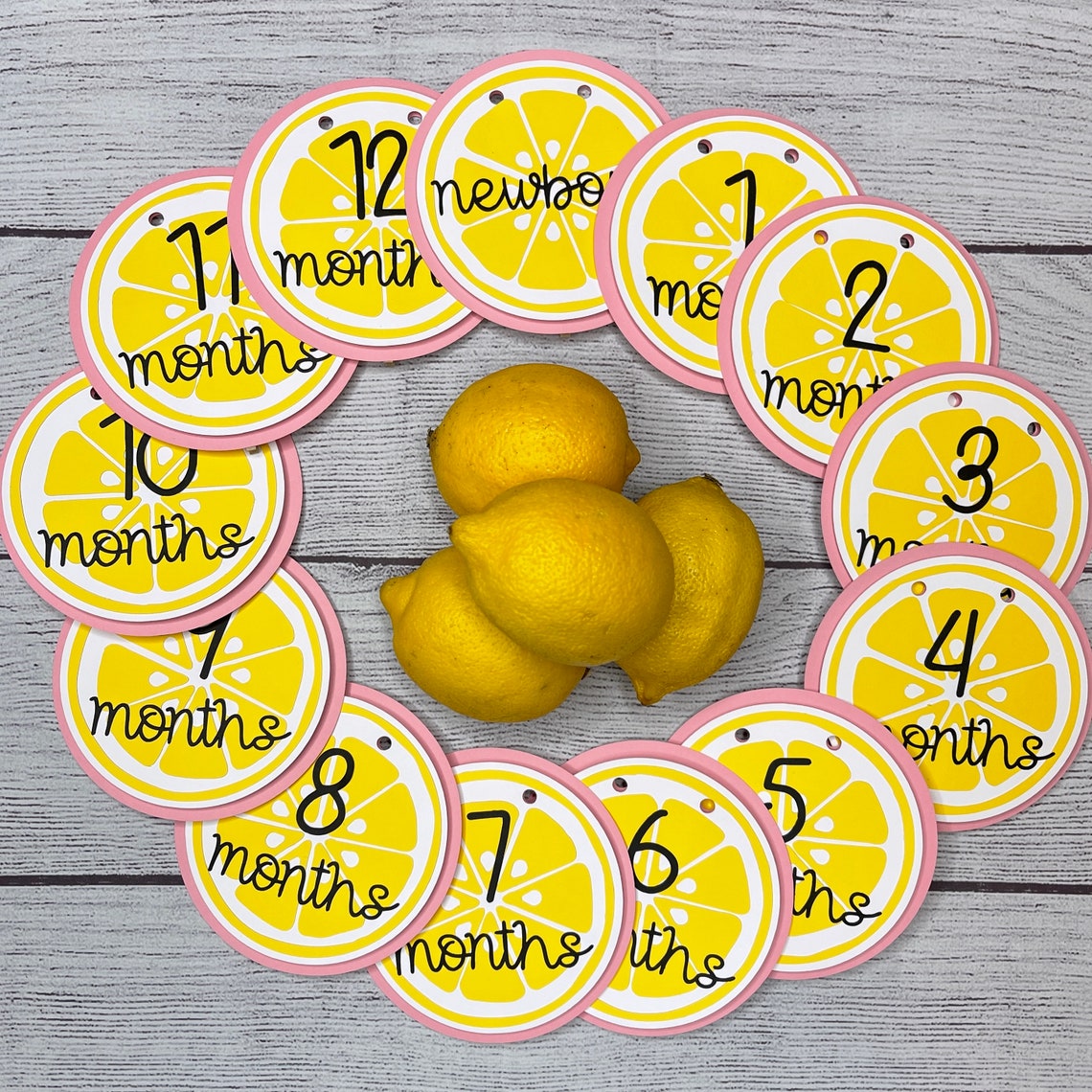 Lemon First Birthday Monthly Photo Banner, Pink Lemonade Theme Birthday ...