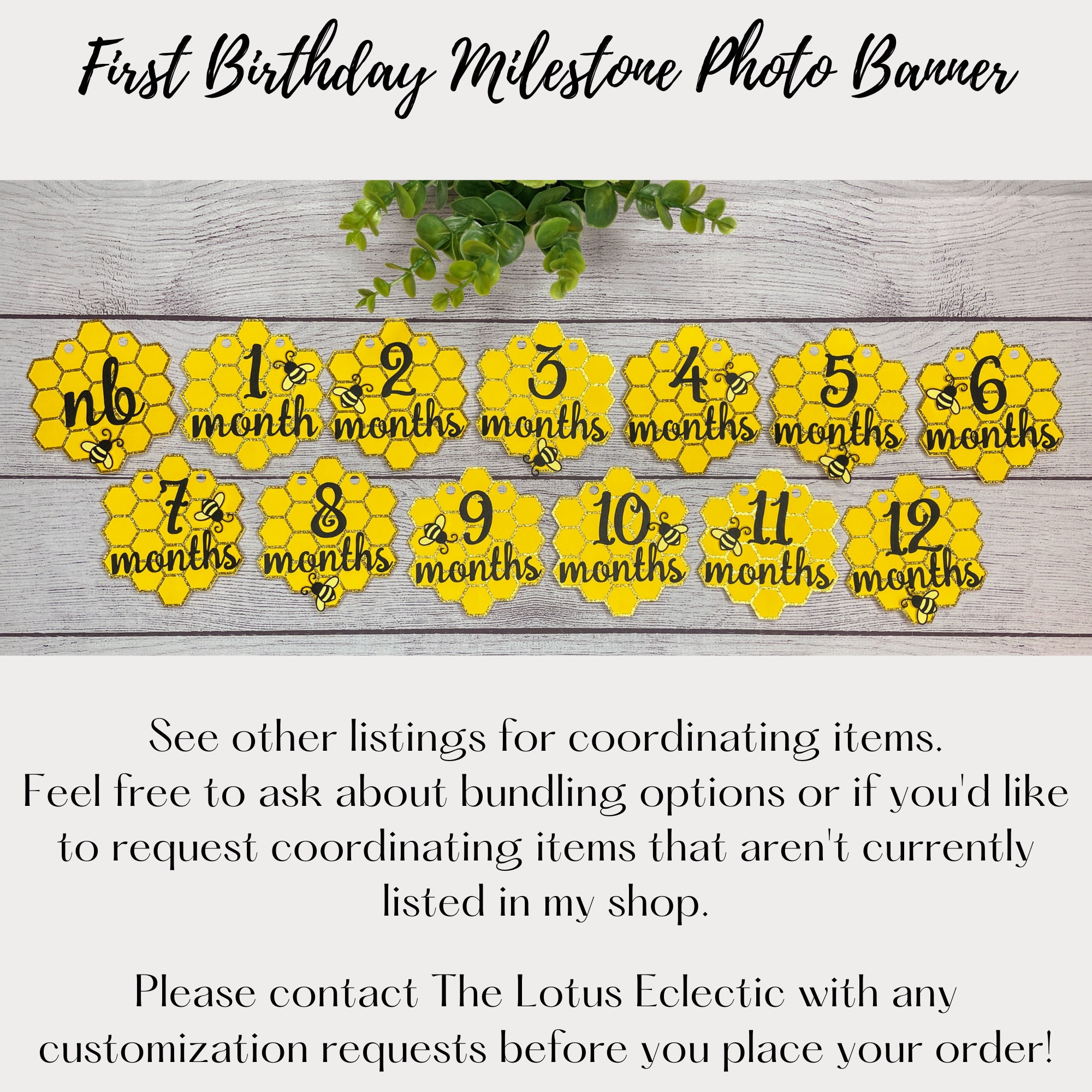 Bumble Bee Birthday Photo Banner 1st Birthday Picture Banner | Etsy