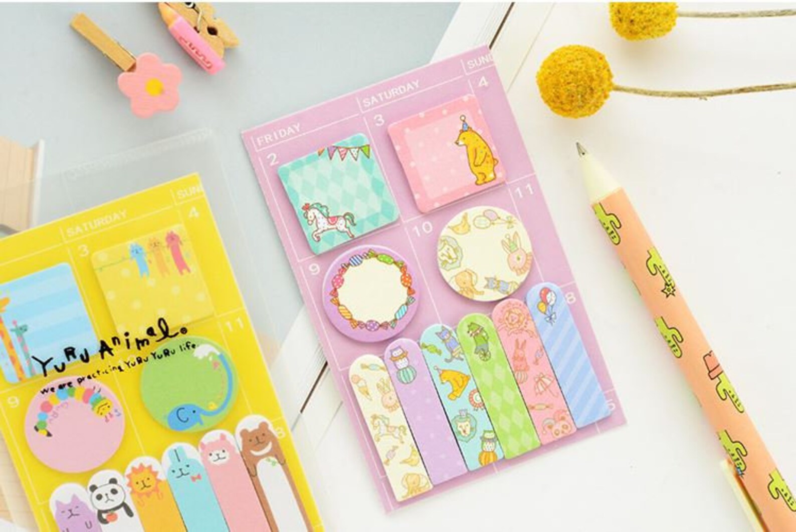 3 Pack Cute Kawaii Sticky Notes Set 150 Sheets Sticky | Etsy