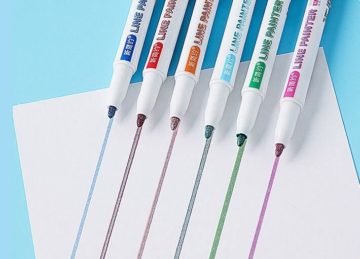 Self-outline Metallic Markers 8 Colors Outline Marker Double | Etsy