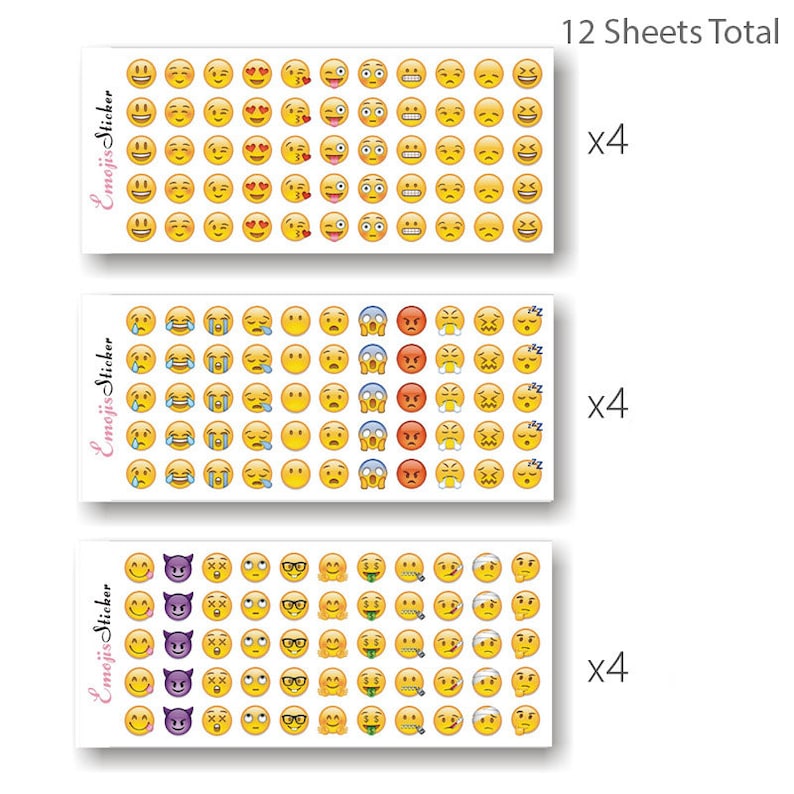 12 Sheets - 660 Emoji Planner Stickers, Mood Tracker Icon Clipart - Etsy