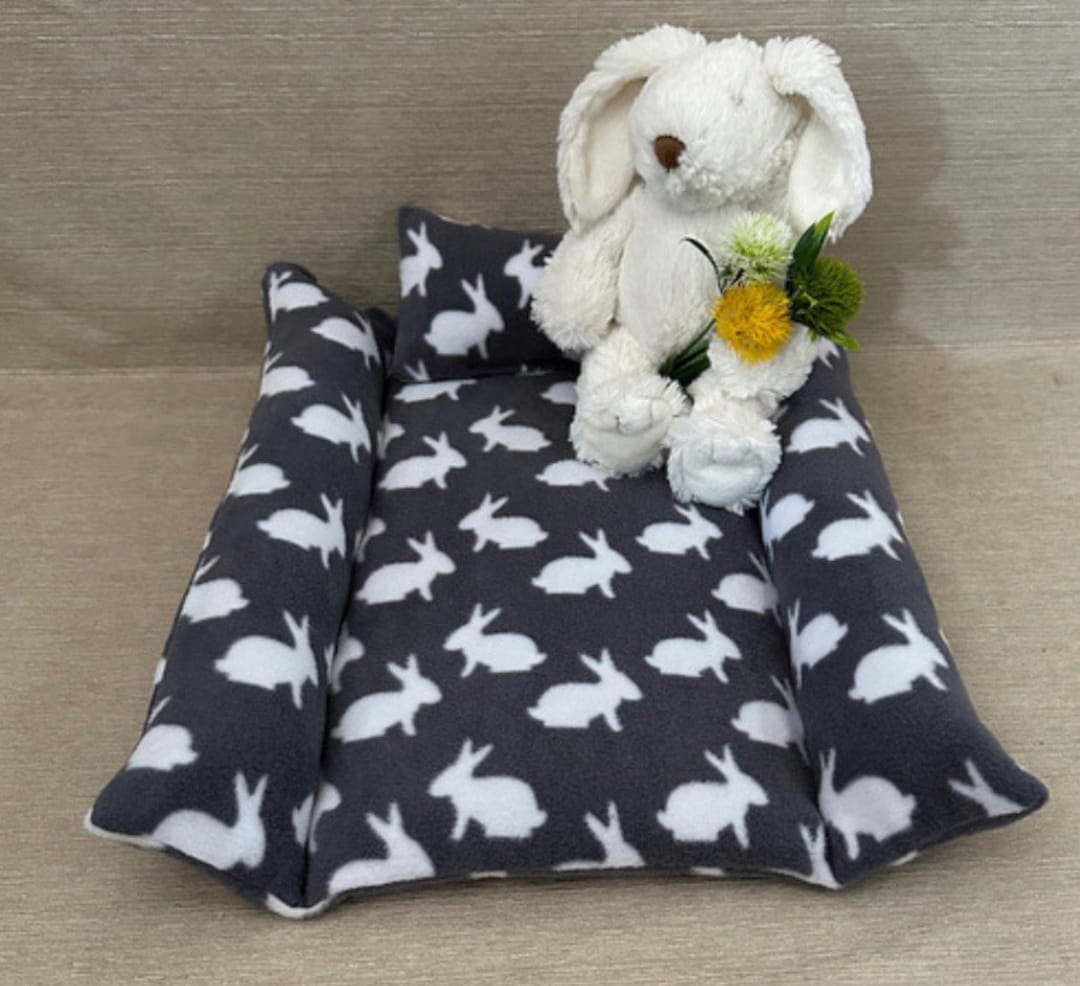 Snuggle Bed Set With Removable Padding | Grey Bunny Rabbit Padded ...