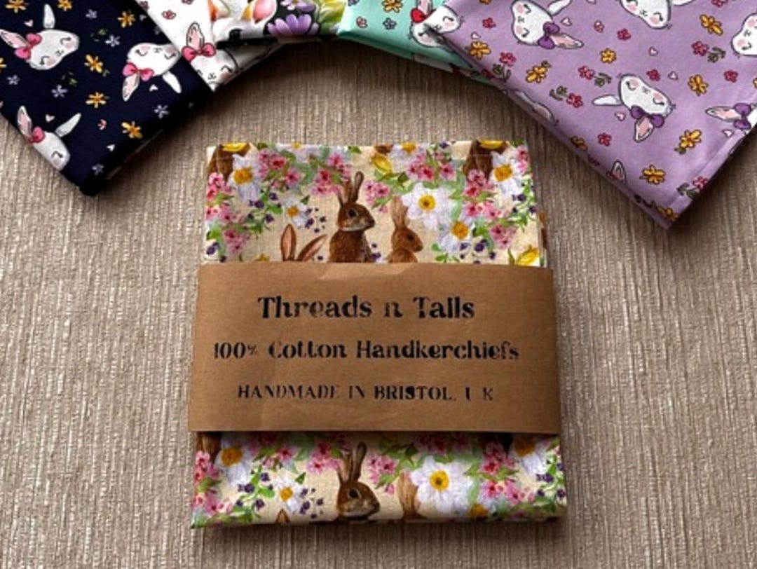 Handmade Bunny Handkerchief: Soft Cotton Rabbit Hanky, Bunny Lover Gift ...
