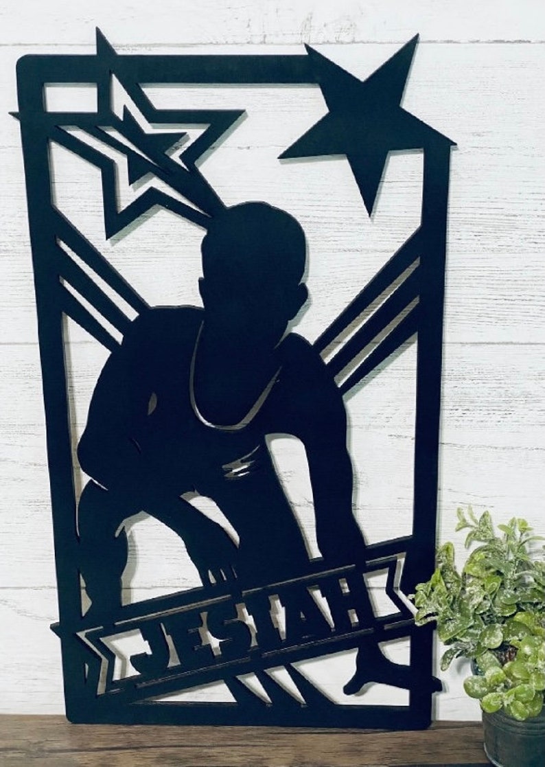 Wrestling Monogram Trophy Shelf Sign - Etsy