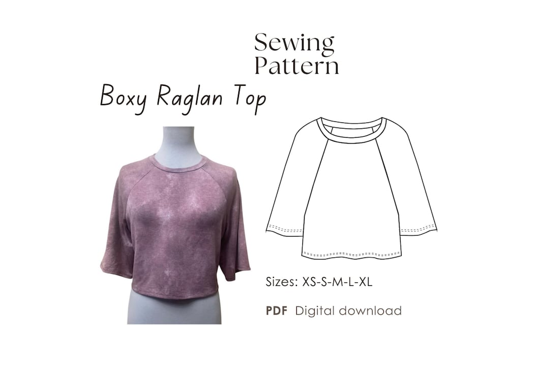 Raglan Top Sewing Pattern PDF / Women's Sizes XS to XL / Print at Home ...