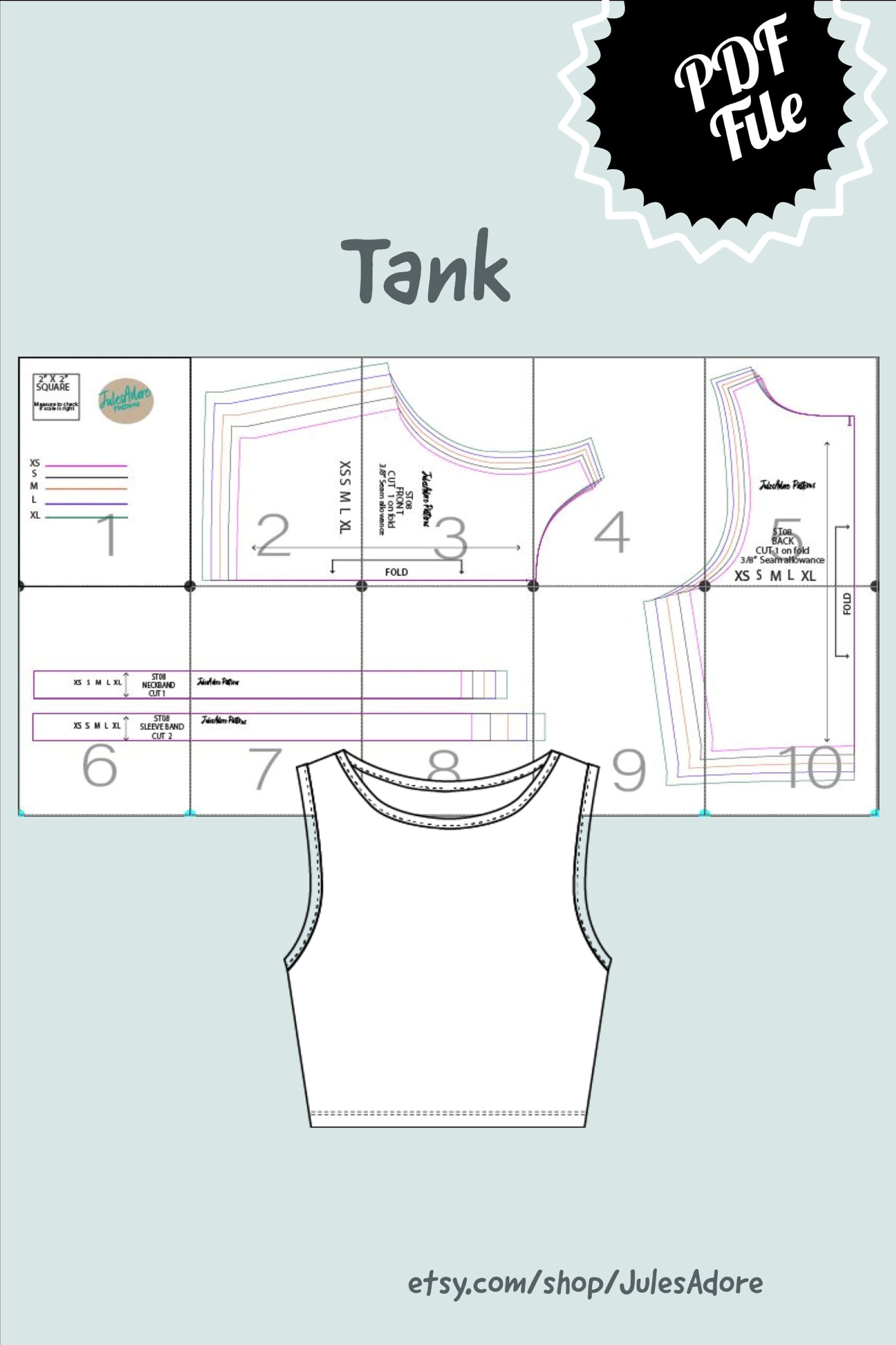 Tank Top Sewing Pattern PDF Women's Sizes XS to XL / - Etsy