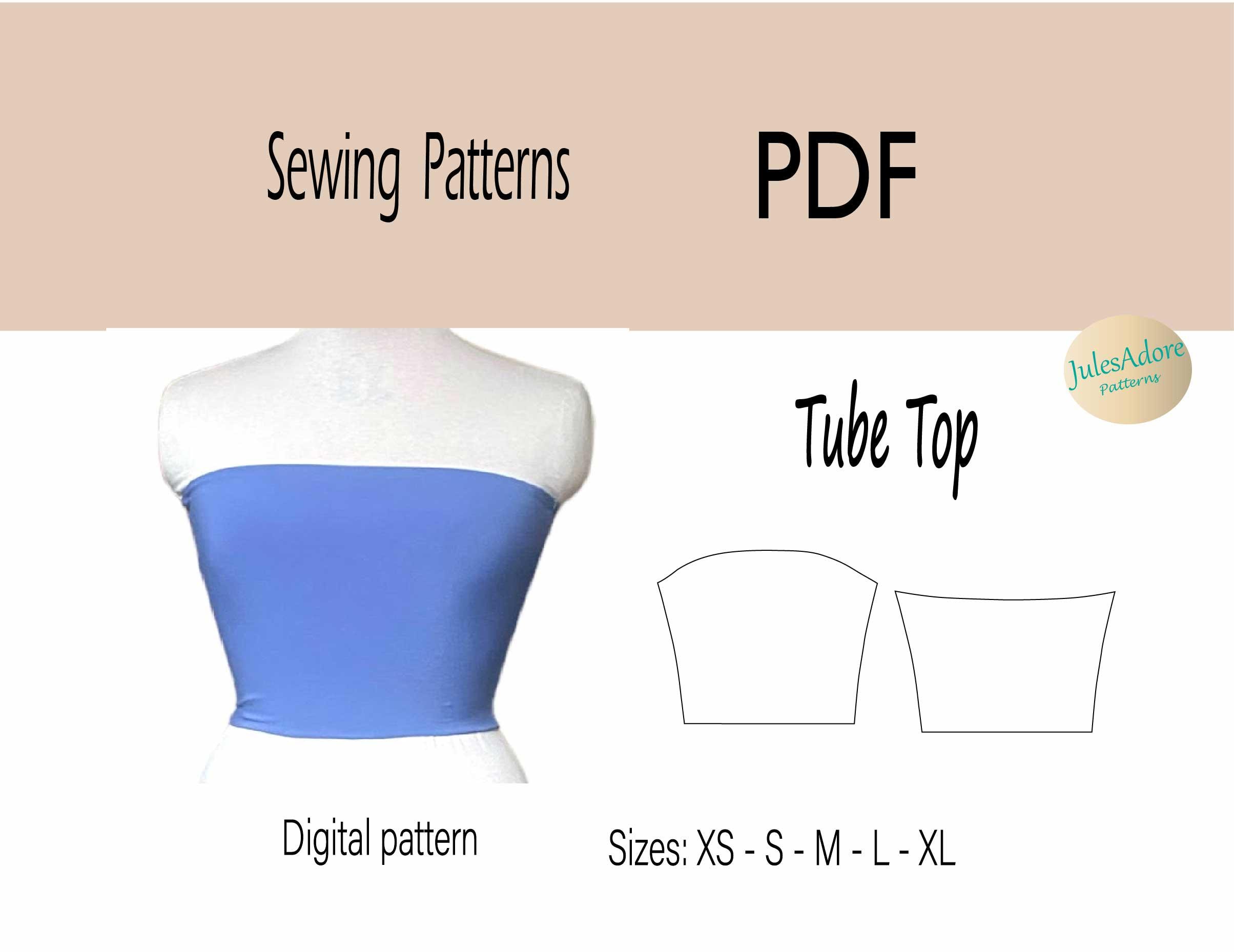 DIY Tube Top Pattern - Women Sizes XS-XL - Pdf Sewing Pattern - Print ...