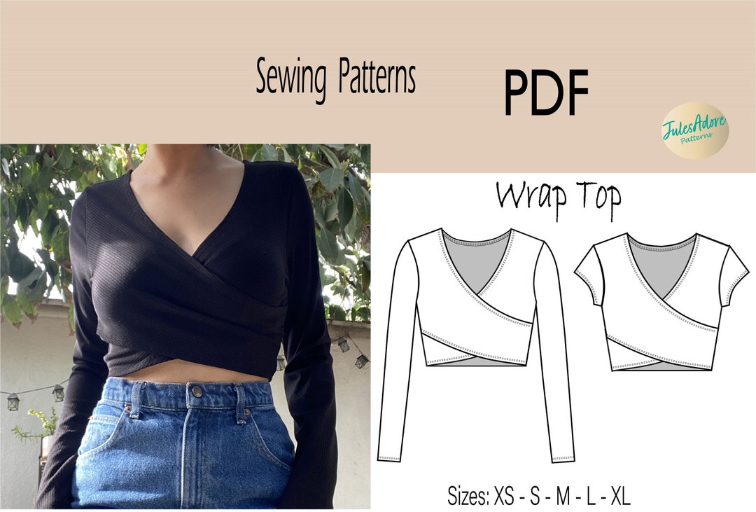 Cross Front Top - Sewing Pattern PDF - Women's Sizes XS to XL - Print ...