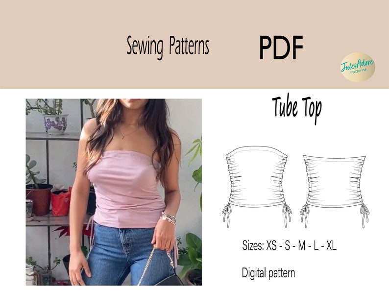 Flattering Tube Top Sewing Pattern Shapely Side Shirring Women's Sizes ...