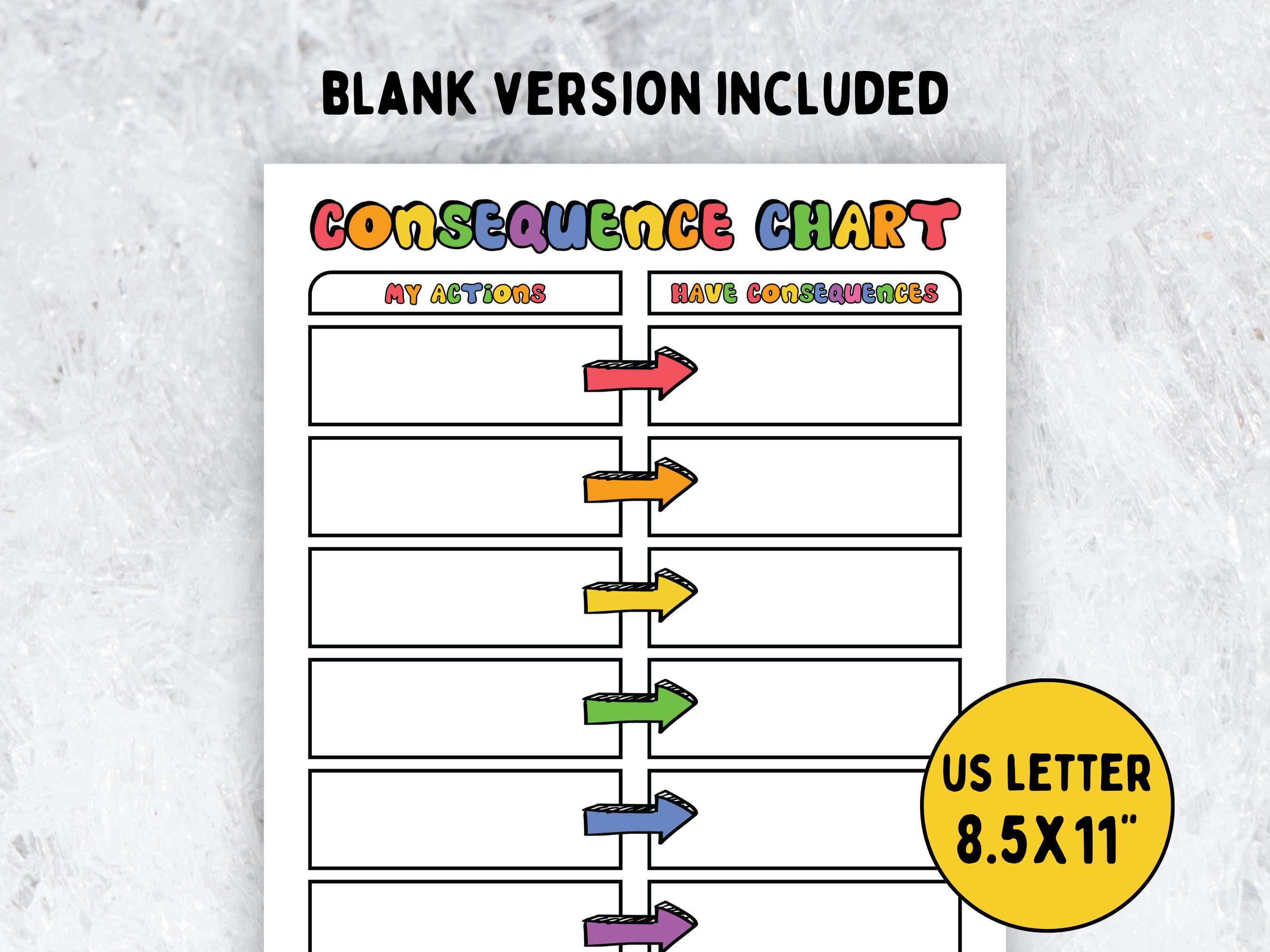 Editable Behavior Consequence Chart PDF, Consequence for My Own Action ...