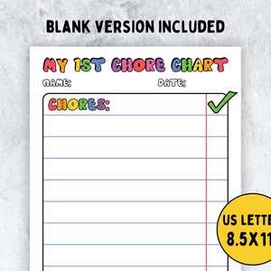 My First Chore Chart, Printable Daily Checklist for Kids, Chore Chart ...