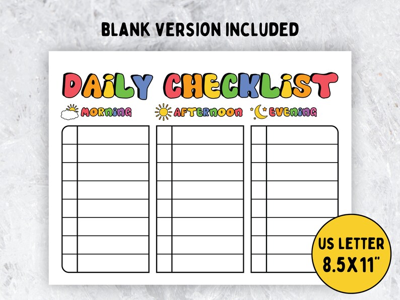 Editable Daily Checklist for Kids, to Do List, Before and After School ...