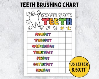 Brush Teeth Printable, Brush Teeth Chart, Toddler Brushing, Teeth ...