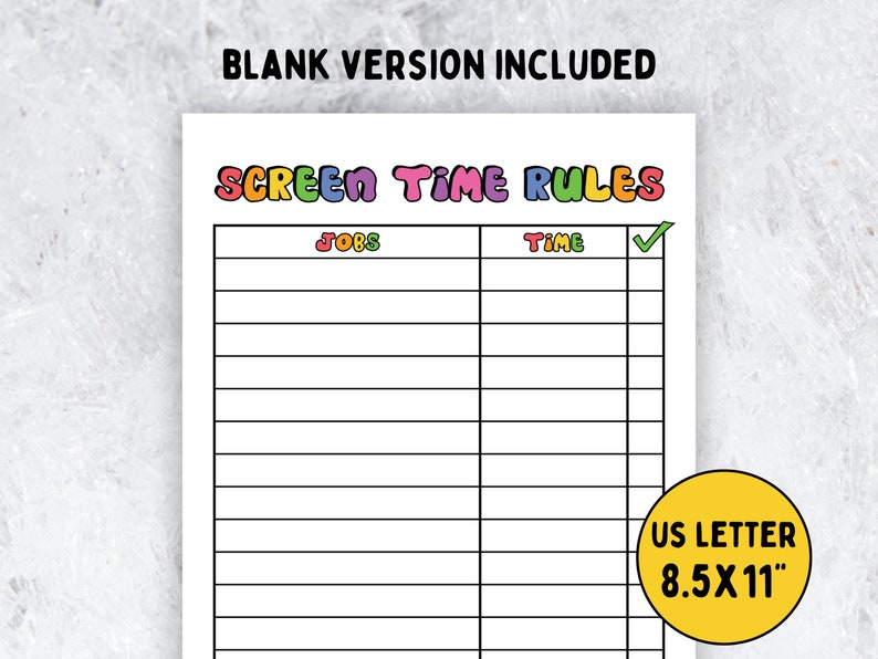 Editable Screen Time Chart Kids, Digital, Screen Time Chore Chart, Kids ...