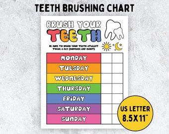 Brush Teeth Printable, Brush Teeth Chart, Toddler Brushing, Teeth ...