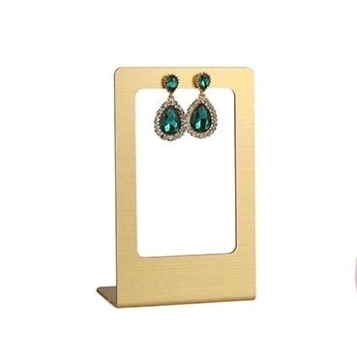 Metal Earring Stand, Gold Black Photo Frame Shape Stud Earring Display ...
