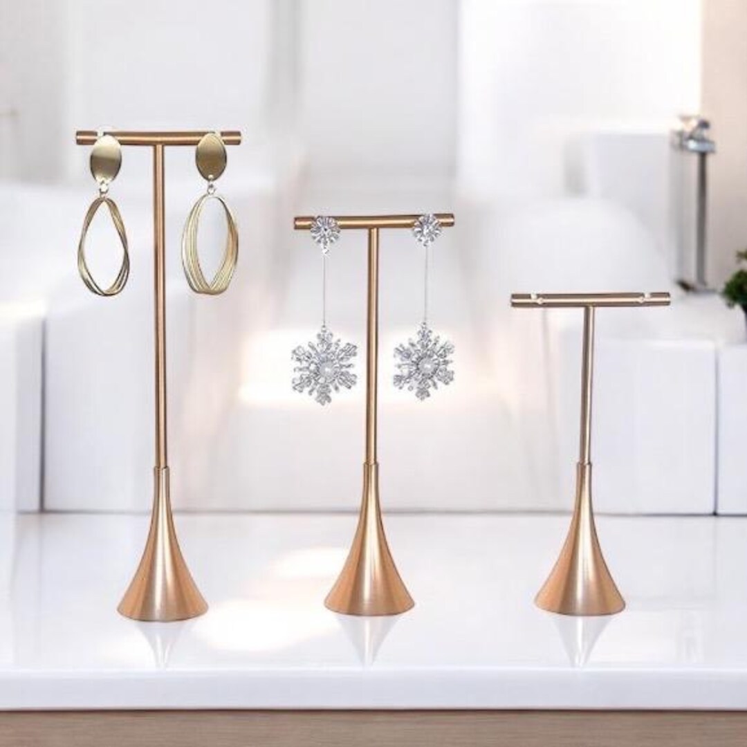 Buy Metal T-bar Earring Stand, Round Base Jewelry Display Online in ...