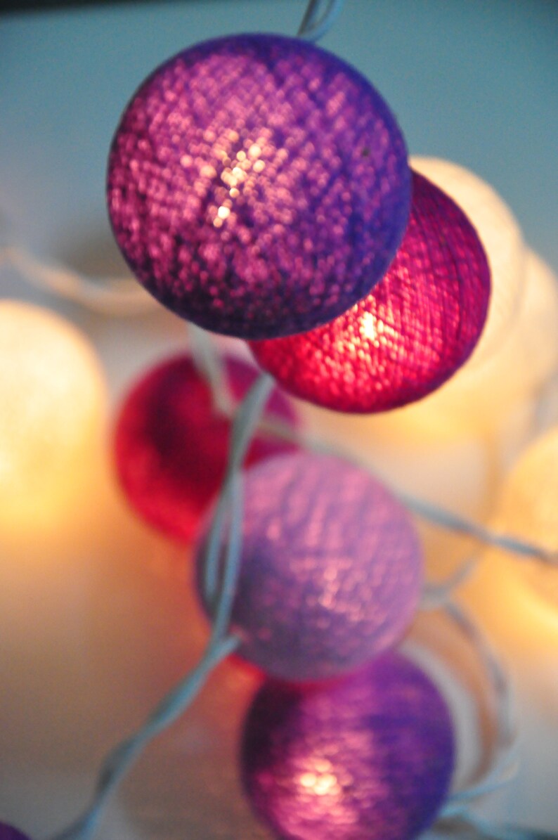 20/35 LED Purple Tone Cotton Ball Fairy Lights Home Living - Etsy