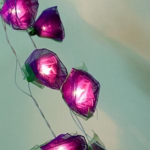 Purple Rose Flower String Fairy Lights Home Living Room and Wedding ...