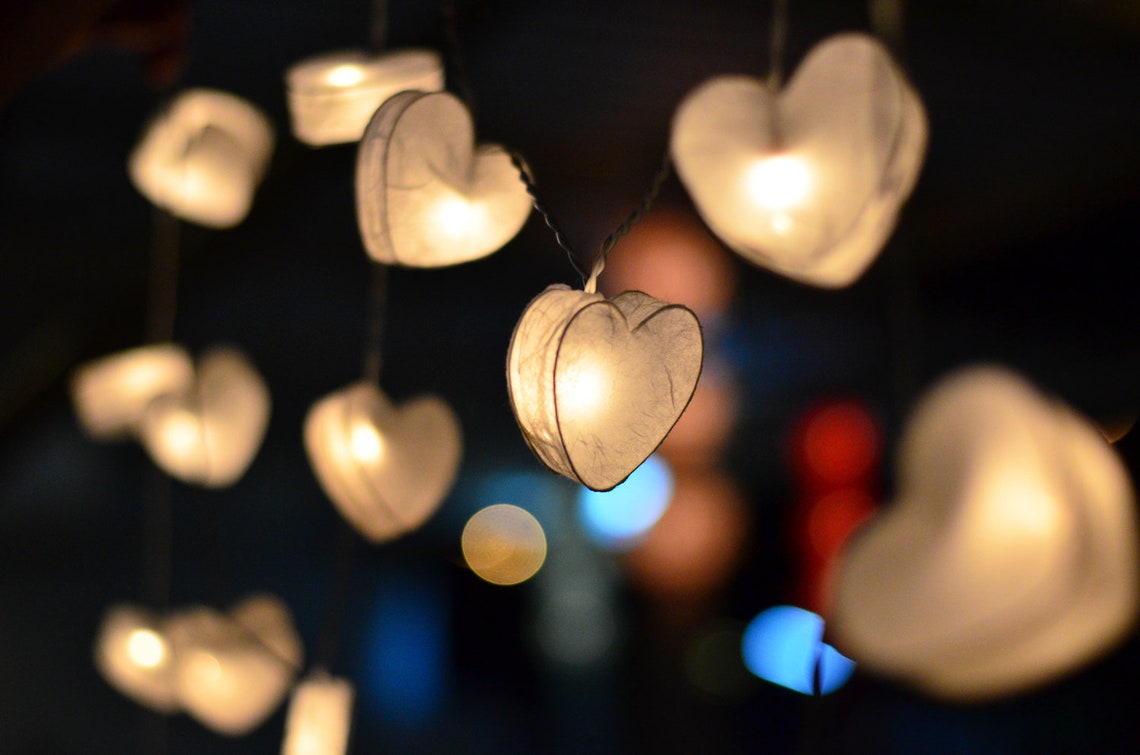 20/35 LED White Heart String Fairy Lights Mulberry Paper Home | Etsy