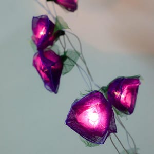 Purple Rose Flower String Fairy Lights Home Living Room and Wedding ...