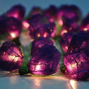 20/35 LED Purple Tone Real Leaf Rose Flower String Fairy Lights Home ...