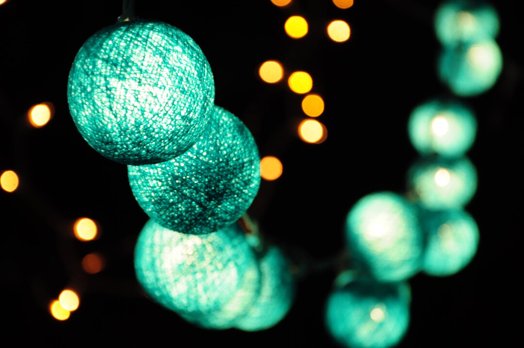 Turquoise Cotton Ball String Lights: Home & Wedding Decor - Etsy