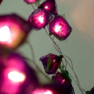 Purple Rose Flower String Fairy Lights Home Living Room and Wedding ...