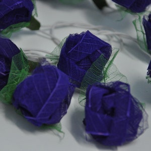 20/35 LED Purple Tone Real Leaf Rose Flower String Fairy Lights Home ...