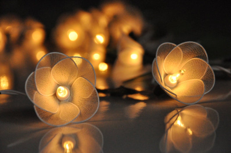 White Color Flower String Fairy Lights Home Living Room and Wedding ...