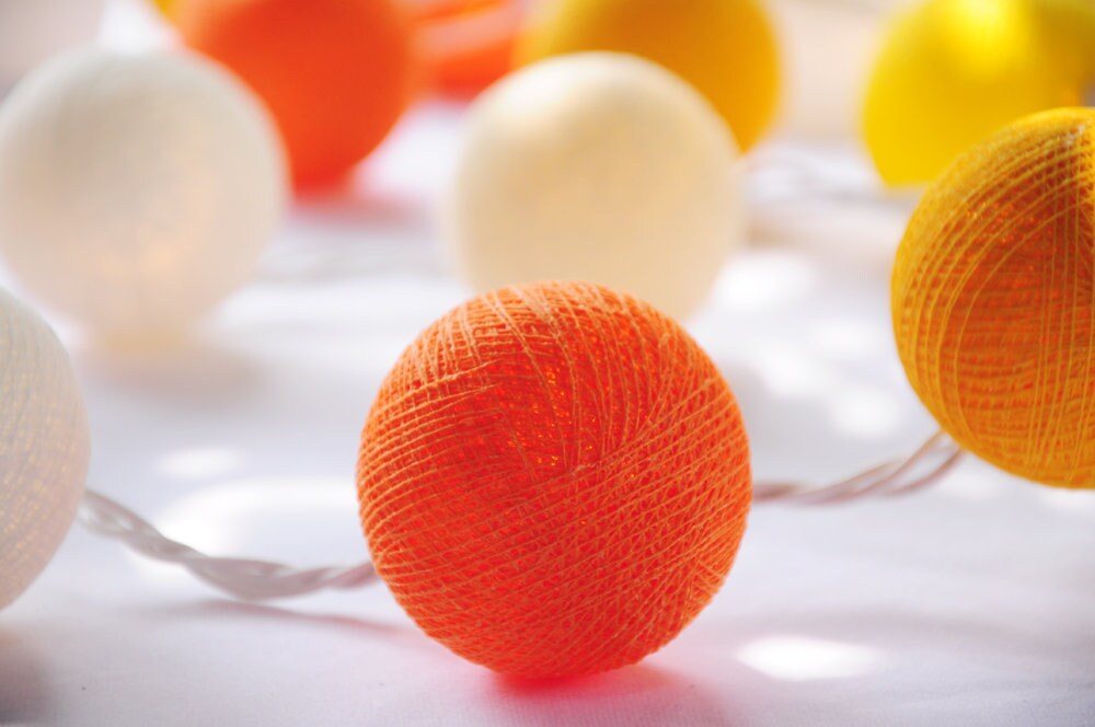 20/35 LED Cotton Ball String Lights Autumn Tone for Home Living Room ...