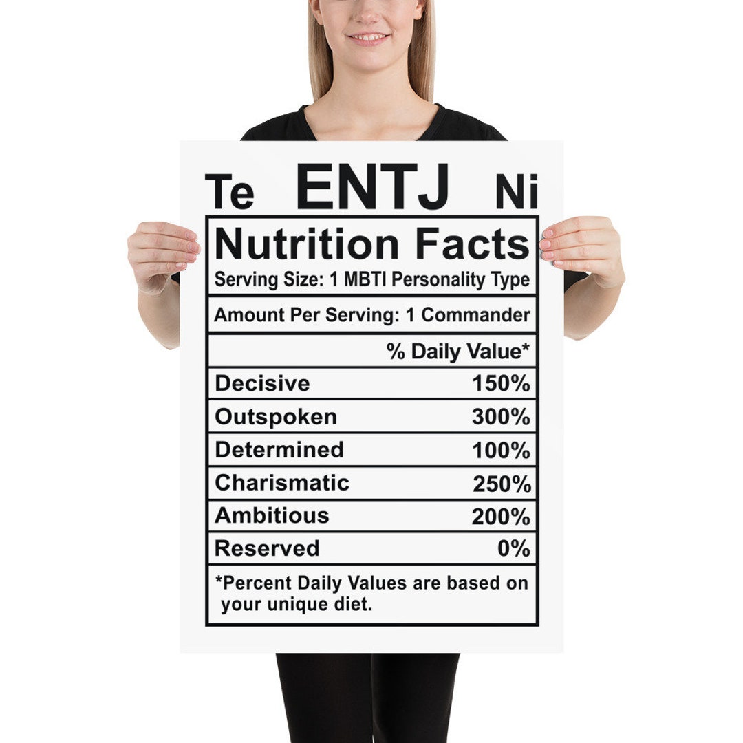 ENTJ Personality Type 18 X 24 Unframed Poster, MBTI Nutrition Label Print, Pop Psychology, Dorm ...