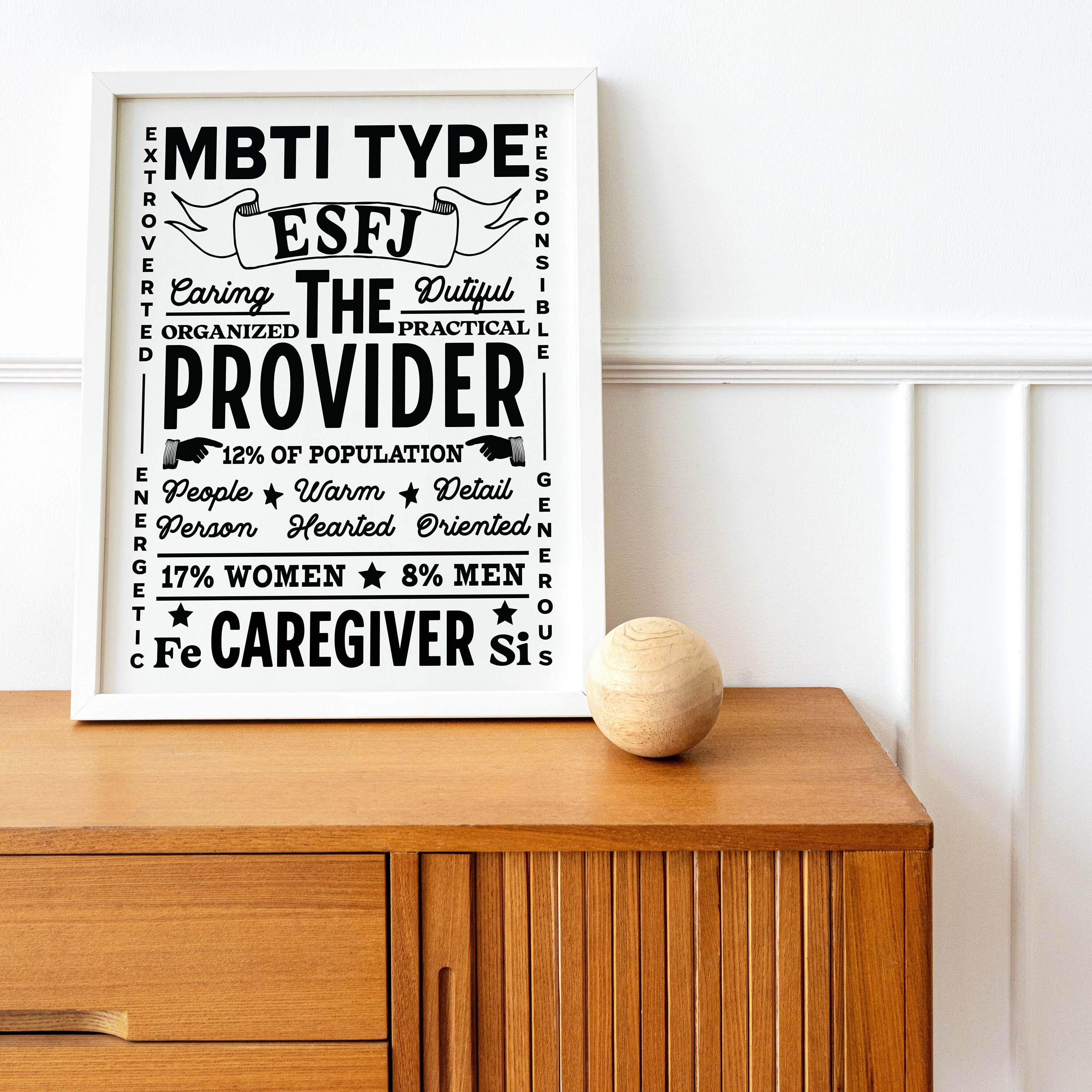 ESFJ Personality Type Poster, MBTI Types Black and White 16 X 20 ...