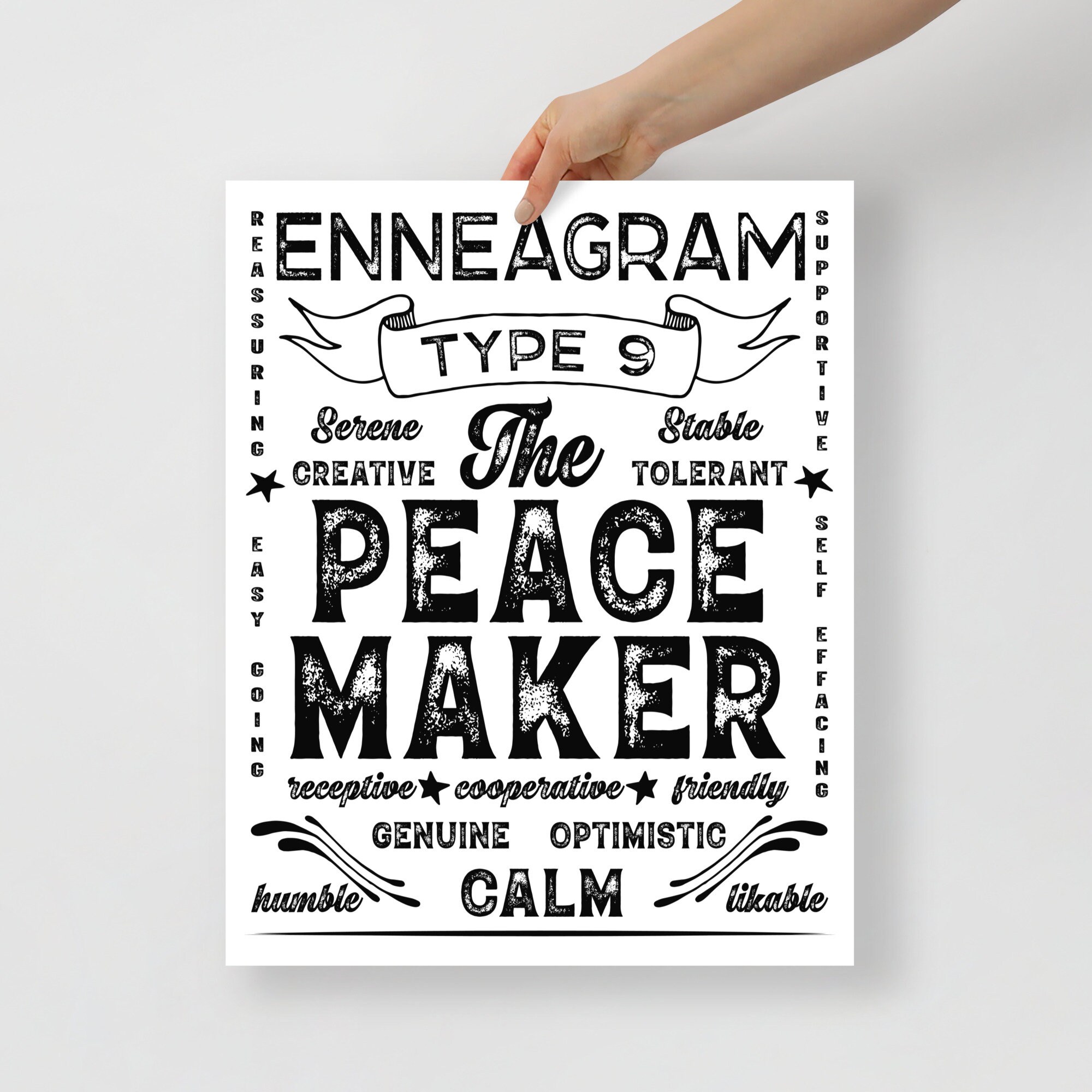 Enneagram Type Nine Unframed Vintage Style Poster, 16 X 20 Personality ...